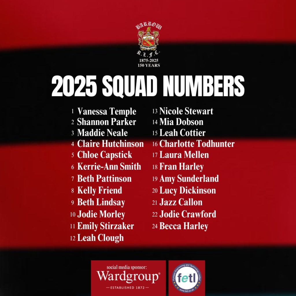 Barrow Ladies 2025 squad numbers revealed | Barrow Raiders